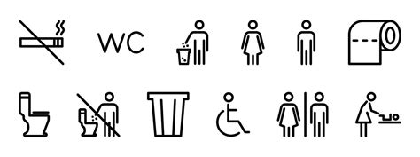 Vector Toilet Icon Set Editable Stroke Line Wc Icons Bathroom For