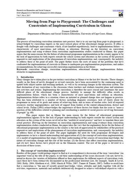 Moving From Page To Playground The Challenges And Constraints Of Implementing Curriculum In