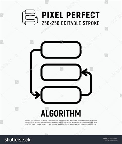 Algorithm Thin Line Icon Flowchart Organization Stock Vector Royalty