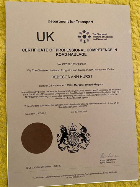 Becky Hurst On Linkedin Finally Passed My Transport Manager Cpccertificates Arrived Today