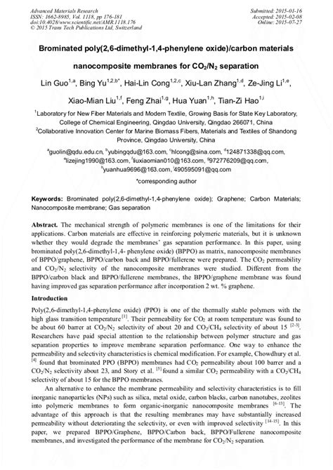 Brominated Poly 2 6 Dimethyl 1 4 Phenylene Oxide Carbon Materials