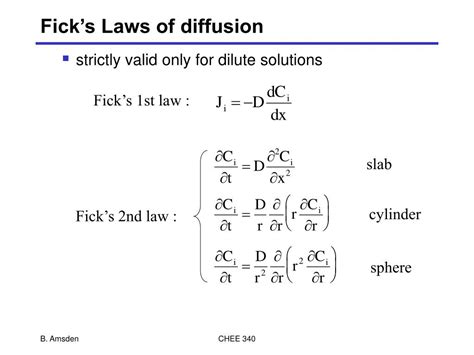 PPT - Modeling Mass Transport in Biological Systems: Fick’s Laws and ...