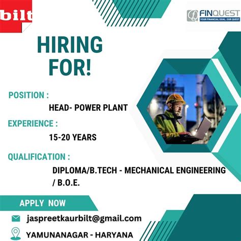 Hiring Powerplant Head Apply Hiringalerts Powerplant Powerjobs