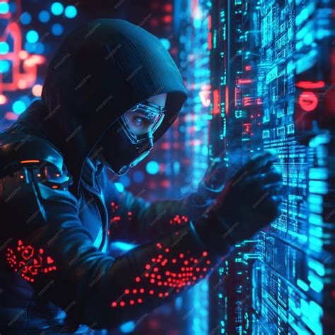 Cybercriminal Hacking A Secure Data Center With Holographic Displays