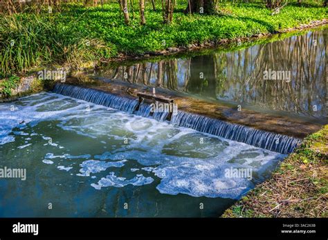 Irrigation Concept Small Canal With Little Dam Or Water Barrier For