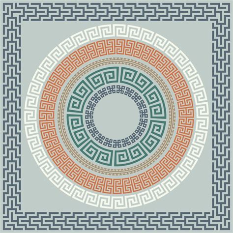 그리스 키 패턴 사각형 및 원형 프레임 컬렉션 장식 고대 사행 프리미엄 벡터