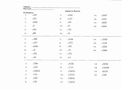 Simplifying Square Roots Worksheet Answers Chessmuseum Template Library