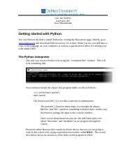 L Docx CSC NOTES Lecture Yo S E F M E N D E L S O H N Getting Started With Python You