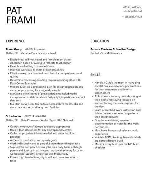 Data Processor Resume Samples Velvet Jobs
