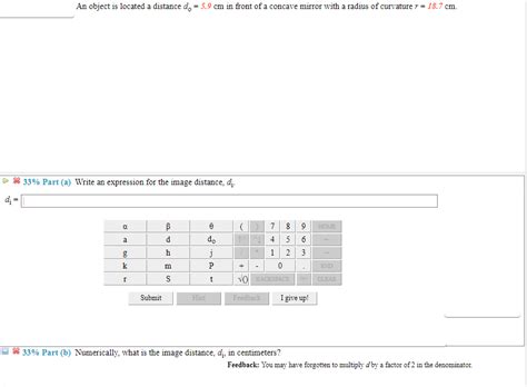 solved an object is located a distance d 5 9 cm in front