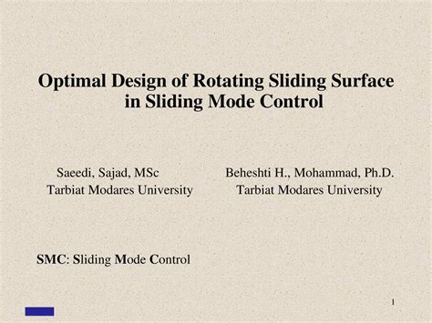 Optimal Design Of Rotating Sliding Surface In Sliding Mode Control Ppt Download