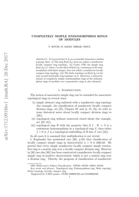 Pdf Completely Simple Endomorphism Rings Of Modules