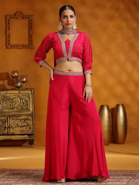 Pink Satin Silk Palazzo Suit With Dupatta G3 Wss43154 United Kingdom