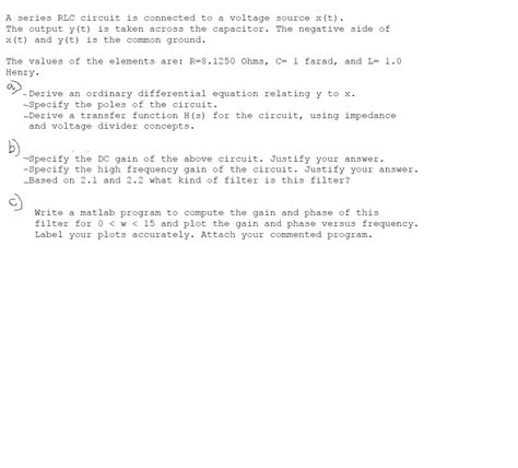 Solved A Series RLC Circuit Is Connected To A Voltage Source Chegg Com