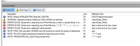 Solved Searching Log For Errors And Warnings Sas Support Communities