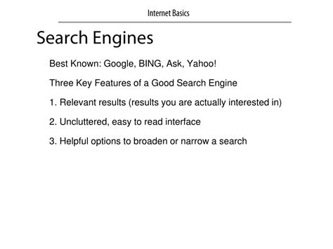 Ppt Internet Basics Understanding The Web And Search Engines