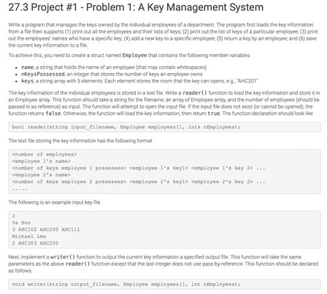 solved write a program that manages the keys owned by the
