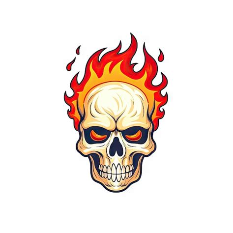 Premium Photo Flaming Skull Cartoon Illustration On White Background