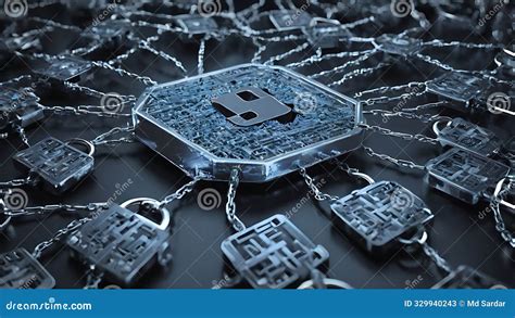 A Syber Securty Protection Lock In Chain System Stock Image Image Of