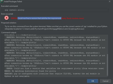 Python Unable To Install Any Packages To PyCharm And Given Error Could Not Find A Version