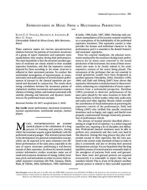 Pdf Expressiveness In Music From A Multimodal Perspective