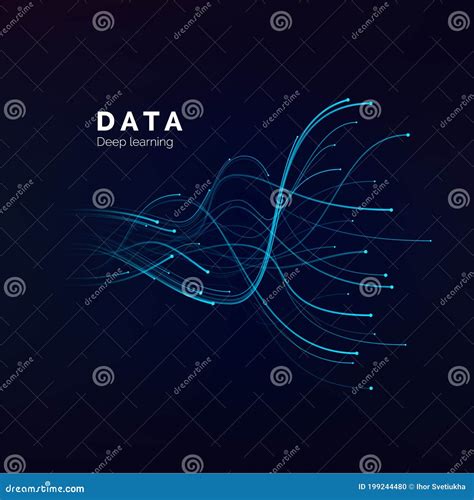 Data Visualization Deep Learning Or Big Data Concept Abstract Blue Waves On Dark Background