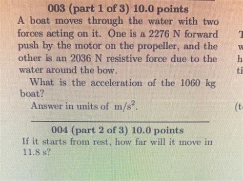 Solved 003 Part 1 Of 3 10 0 Points A Boat Moves Through