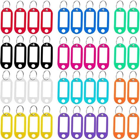 40 Pack Key Tags With Labels 10 Colours Id Keyring Tags Key Rings