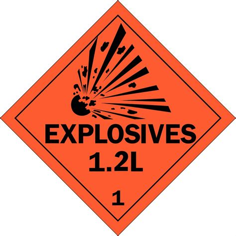 Brady Explosives 12 L 1 10 34 In X 10 34 In Dot Container Placard