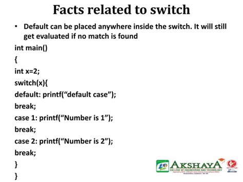 Switch Case Statement In C Ppt