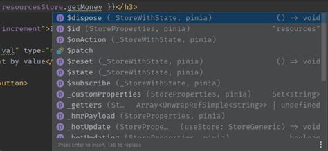 does autocomplete intellisense only work with ts · vuejs pinia