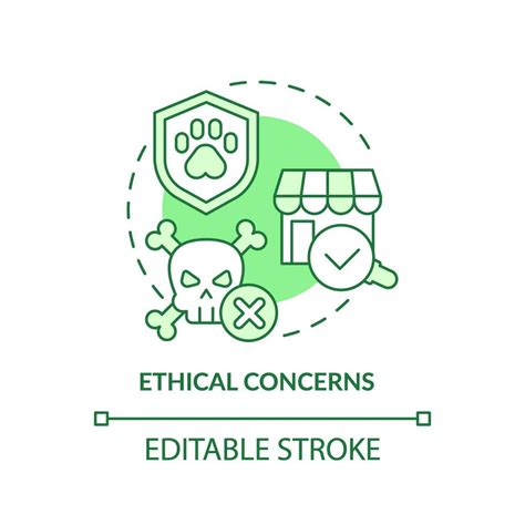 Editable Ethical Concerns Green Icon Concept Isolated Vector Sustainable Office Thin Line