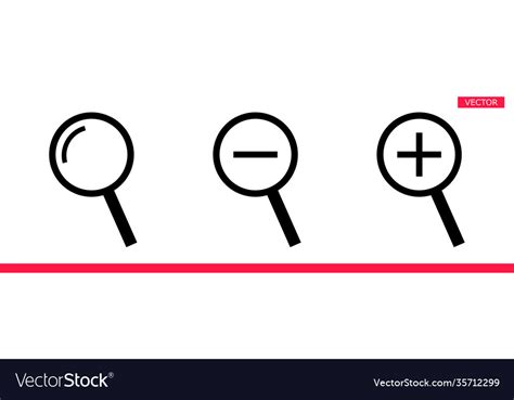 Magnifier Icon Sign Cursor Set Royalty Free Vector Image
