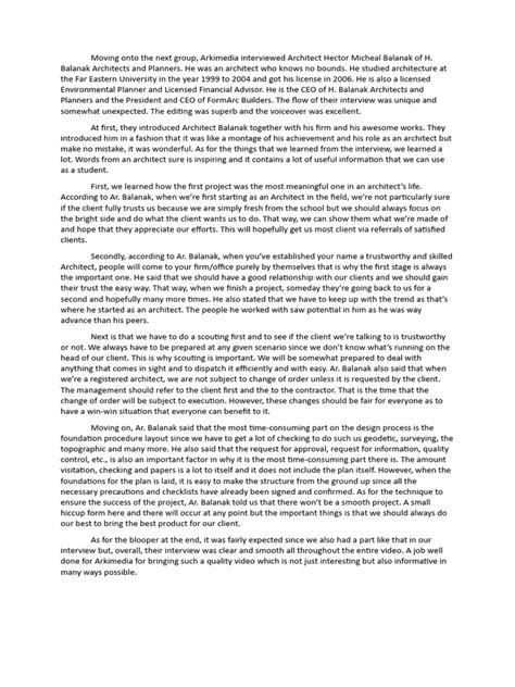 group 2 interview analysis pdf architect
