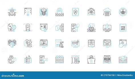 Information Safety Linear Icons Set Encryption Firewall Malware Authentication Privacy