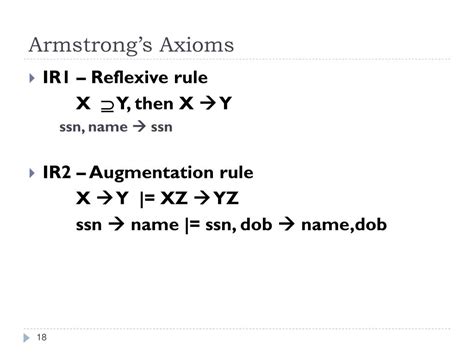 Ppt Functional Dependency Armstrongs Axioms Closure Of Fds Closure Of Attributex Find