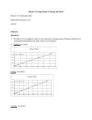 Physics Lab CourseHero Docx Physics Experiment Energy And Work Physics Lab