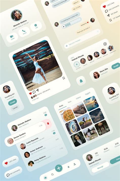 Social Media UI Components In 2024 Social Media Design Graphics Social App Design App