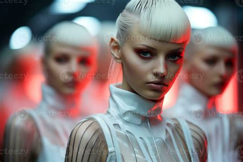 Ethereal Models Garbed In Led Lit Attire Embodying A Futuristic