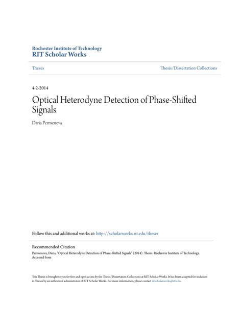 Optical Heterodyne Detection Of Phase Shifted Signals 1 Pdf Thesis