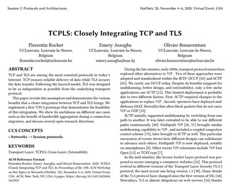 Tcpls Presented At Hotnets20 Pluginized Protocols