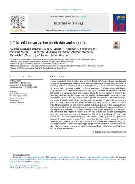 Pdf Iot Based Human Action Prediction And Support Heinrich C Mayr