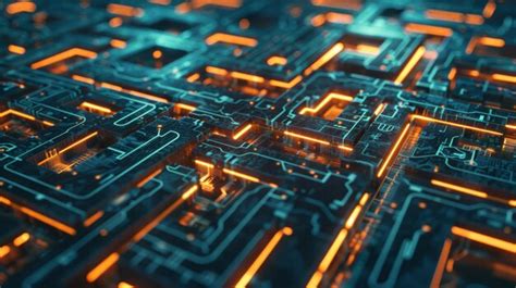 Premium Photo Glowing Circuit Pathways Data Flow Concept