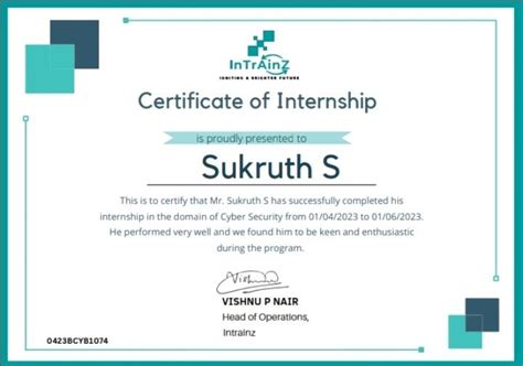 Sukruth S On Linkedin Internshipaccomplishment Cybersecurityskills