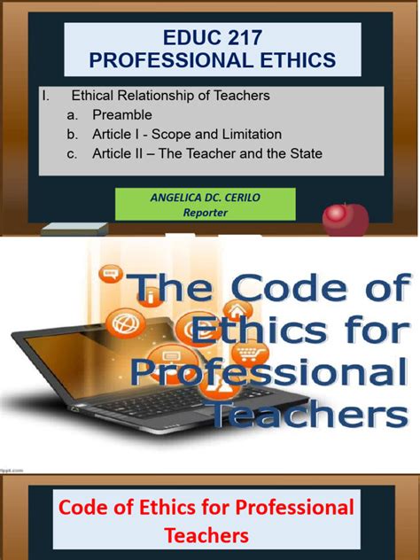 Educ 217 Code Of Ethics Article I And Ii Preamble Scope And