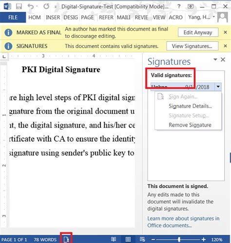 View Digital Signatures In Word Documents