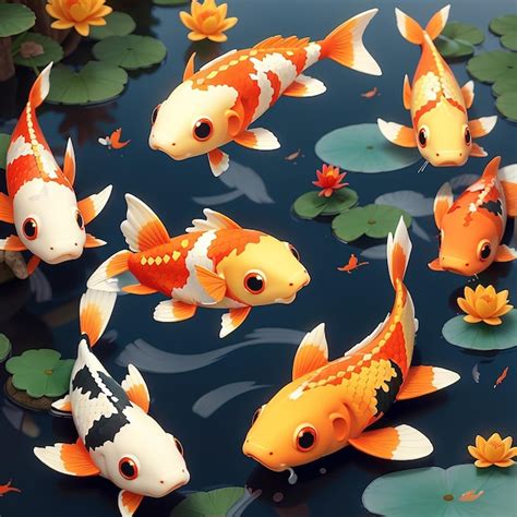 Premium Photo Cute Koi Fish Cartoon Vector Icon Illustration Animal
