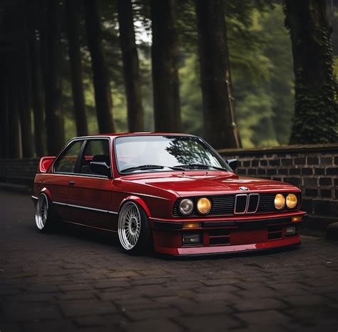 Premium Ai Image A Red Car Parked On A Road