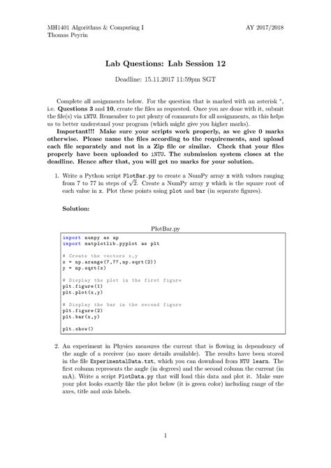 Algorithms And Computing Lab 12 Solutions Mh1401 Algorithms