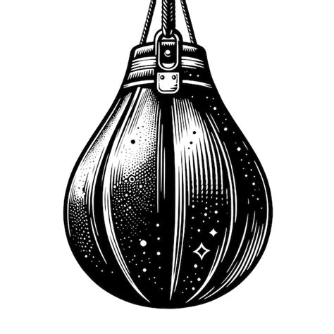 Черно белая иллюстрация боксерского мешка Премиум векторы